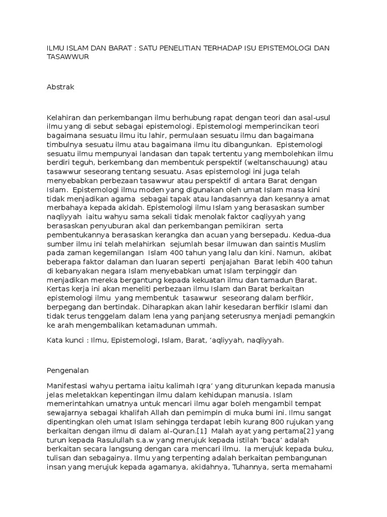 Ilmu Islam Dan Barat | PDF | Ilmu Sosial | Filsafat