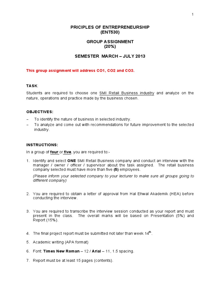 ENT530 - Guidelines GRP Asg | PDF