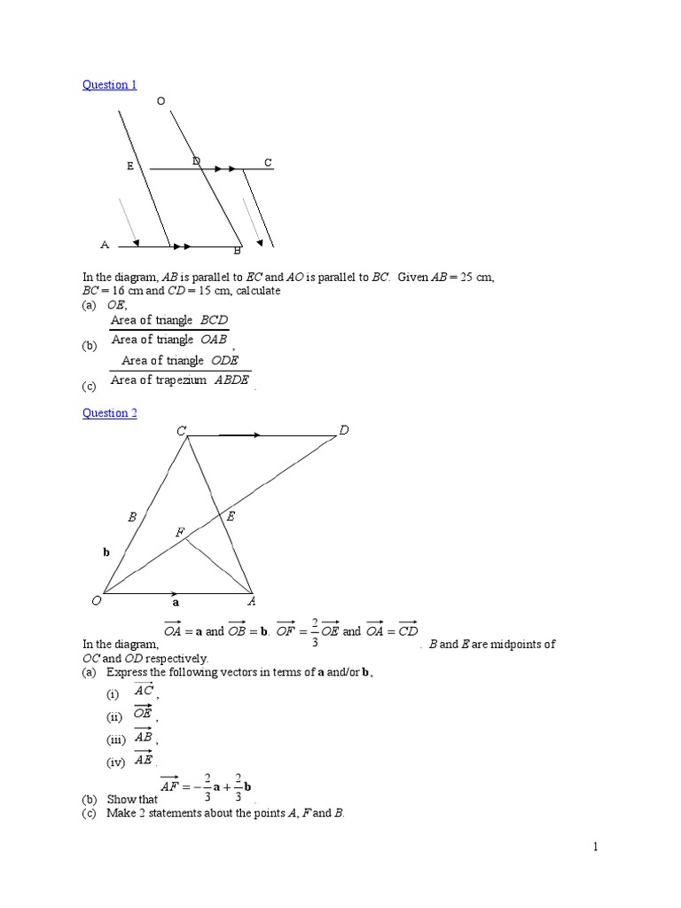 Geometry Problems with Vectors, Areas, and Coordinate Geometry | PDF ...