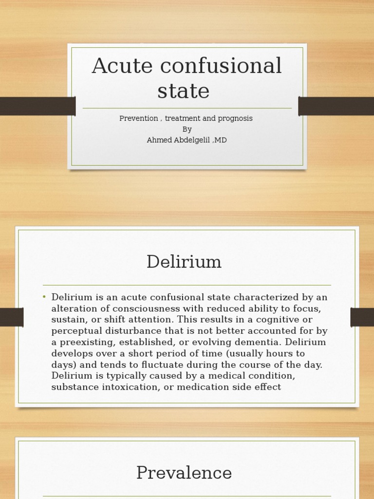 Acute Confusional State Management | PDF | Psychiatric Diagnosis ...