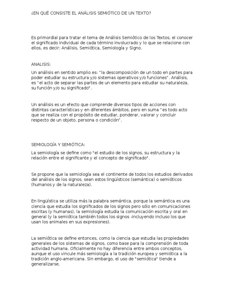 Análisis Semiótico de Textos | PDF | Semiótica | Epistemología