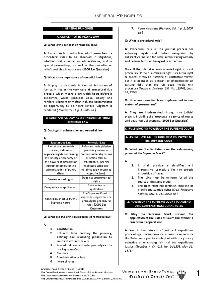 UST Golden Notes - Civil Procedure (Remedial Law General Principles ...