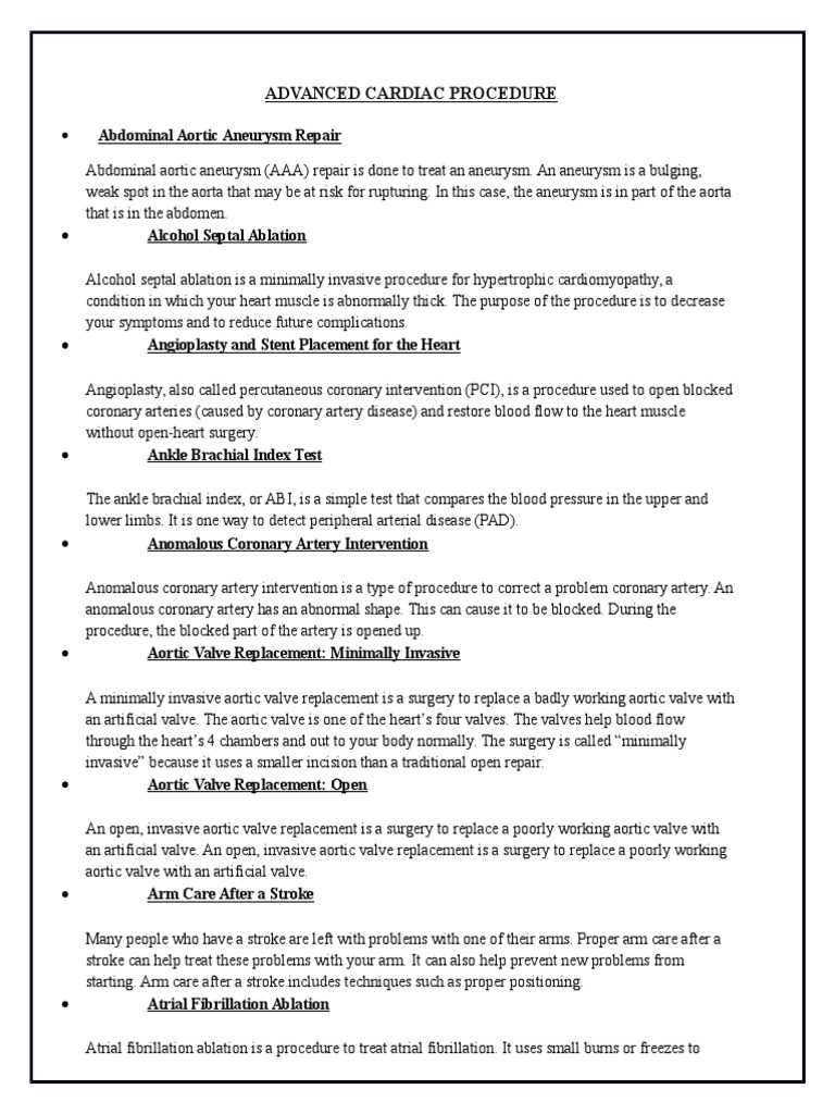 Advanced Cardiac Procedure | Download Free PDF | Heart | Heart Valve