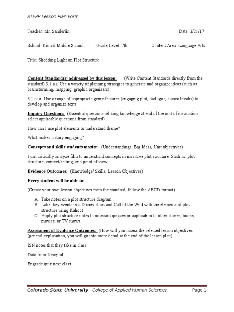 La Luna Plot Structure Lesson Plan | PDF | Lesson Plan | Applied Psychology