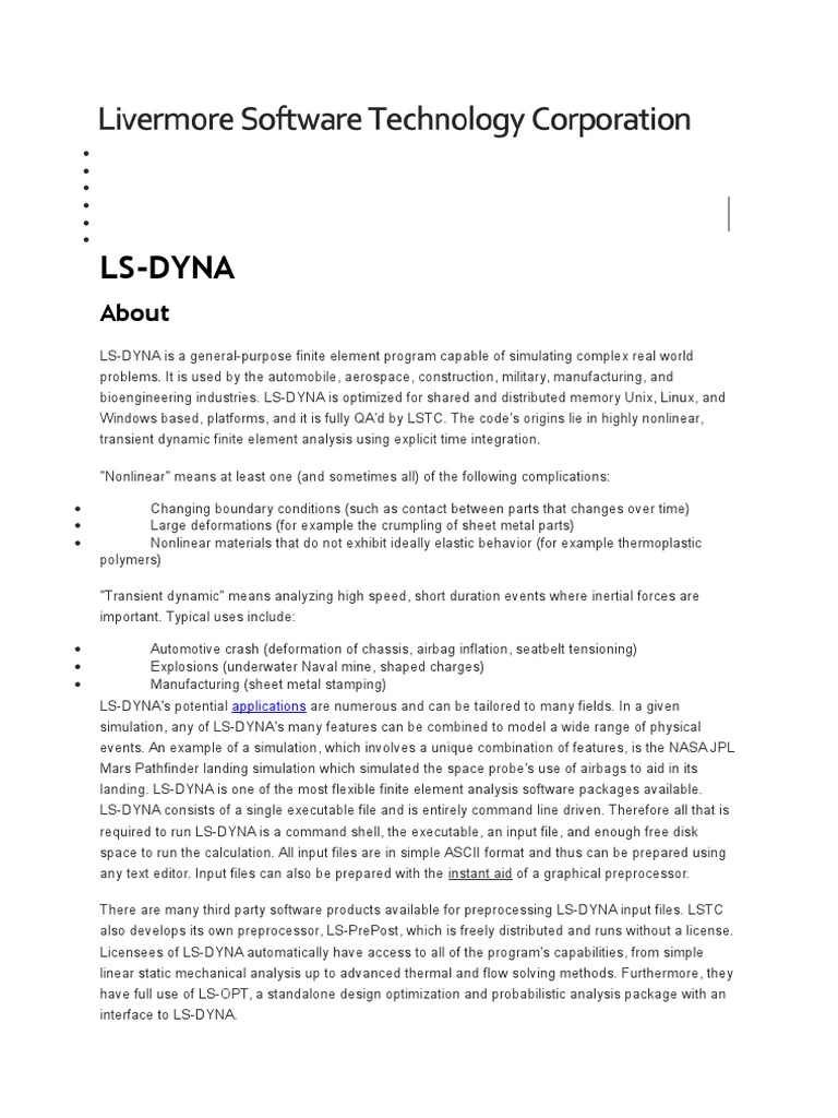 Ls-Dyna: About | PDF | Computer Engineering | Computing