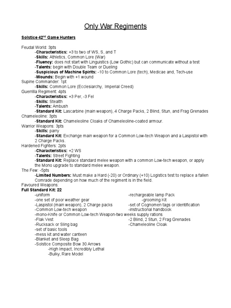 Only War Regiments | PDF | Armour | Infantry