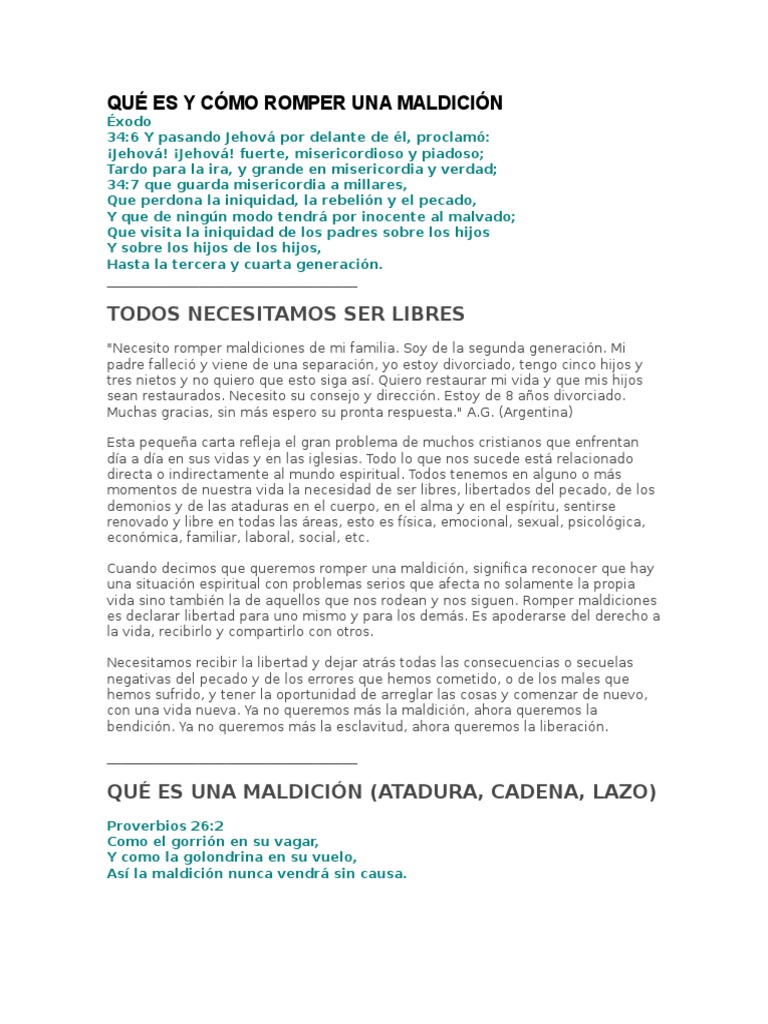 Qué Es y Cómo Romper Una Maldición | PDF | Demonios | espíritu Santo