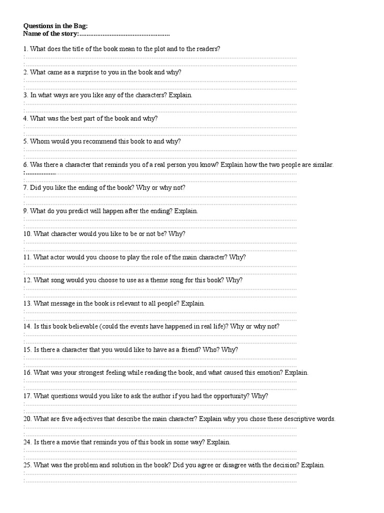 Questions in The Bag | PDF | Games & Activities | Foreign Language Studies