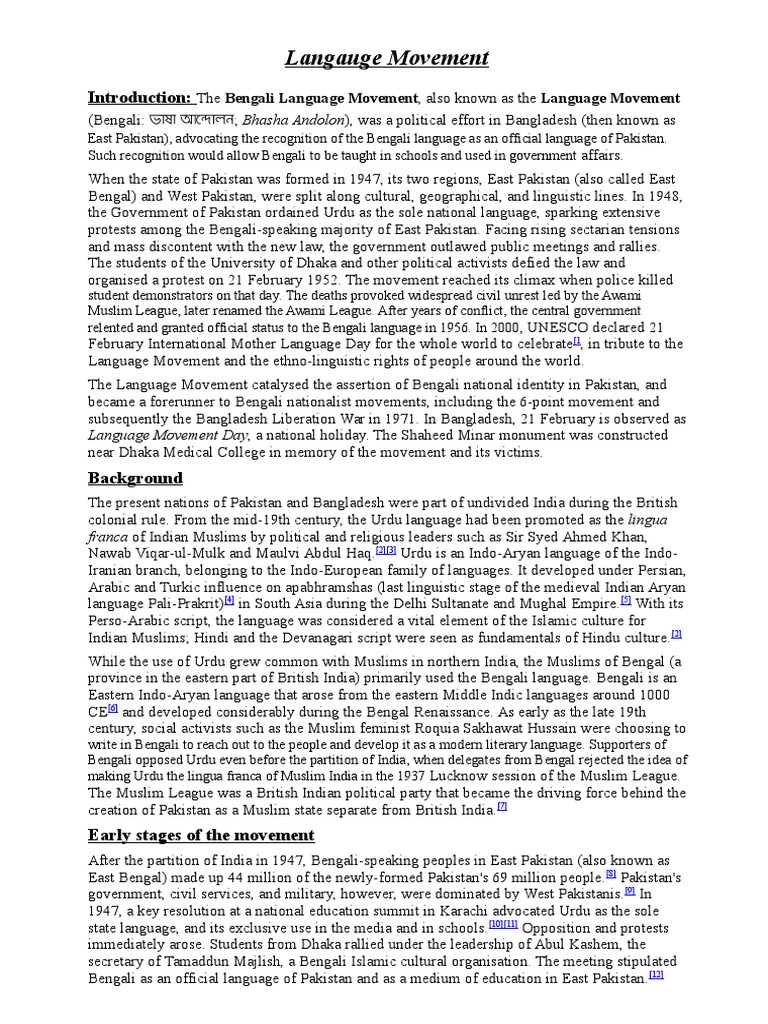 Langauge Movement: Language Movement Day, A National Holiday. The ...