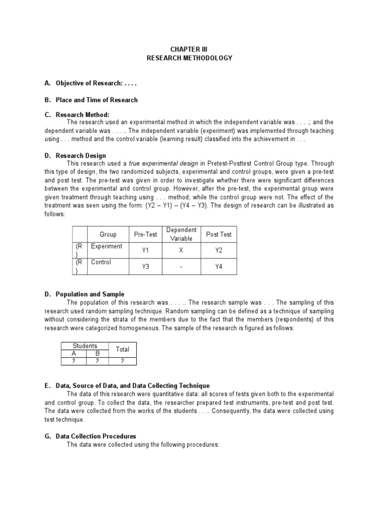 Chapter III - Experimental Research Methodology | PDF | Experiment | Validity (Statistics)