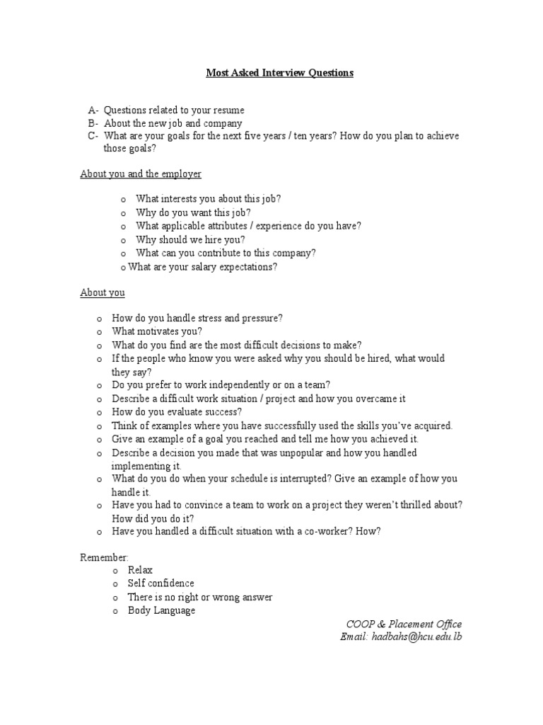 Most Asked Interview Questions | PDF