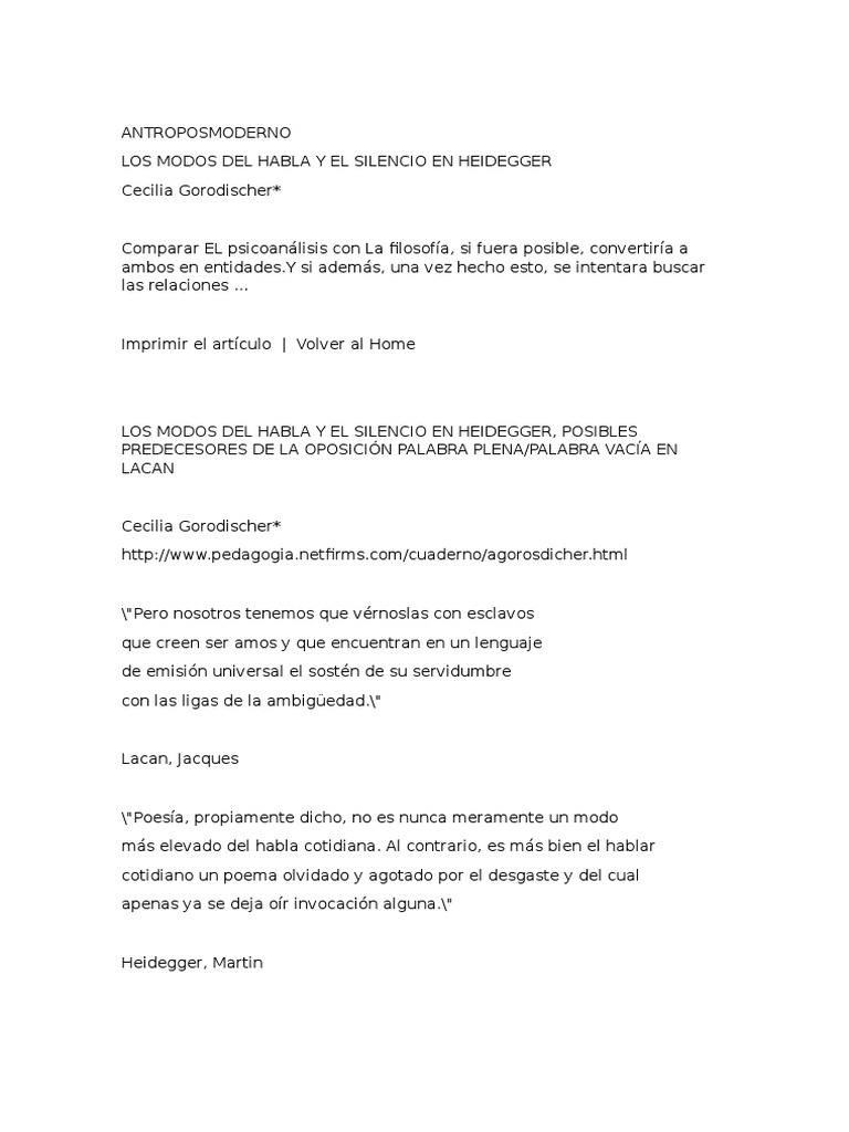 Lacan/Heidegger | PDF | Jacques Lacan | Psicoanálisis