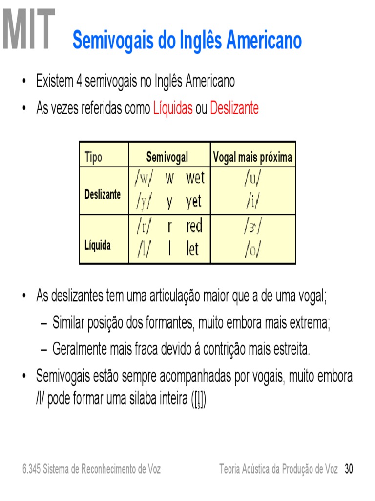 Semivogais Do Inglês Americano