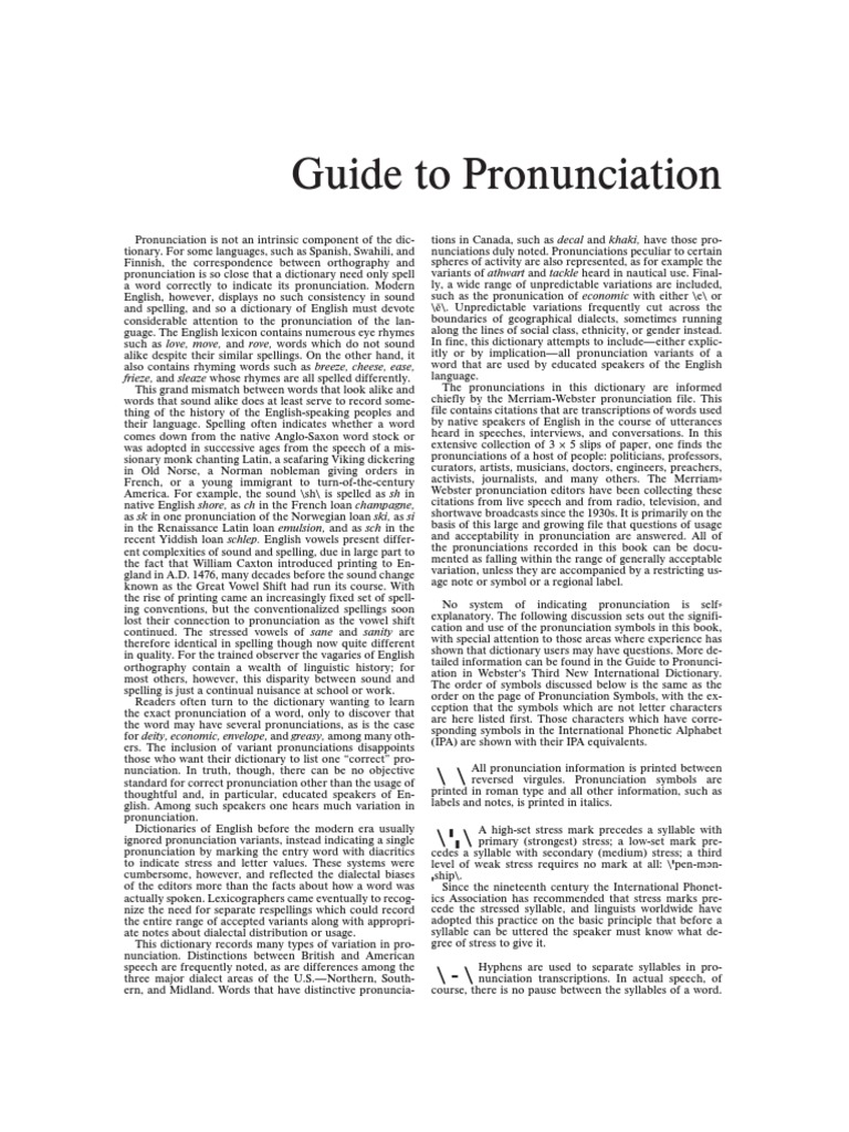 Merriam-Webster Pronunciation Guide | PDF | Vowel | Syllable