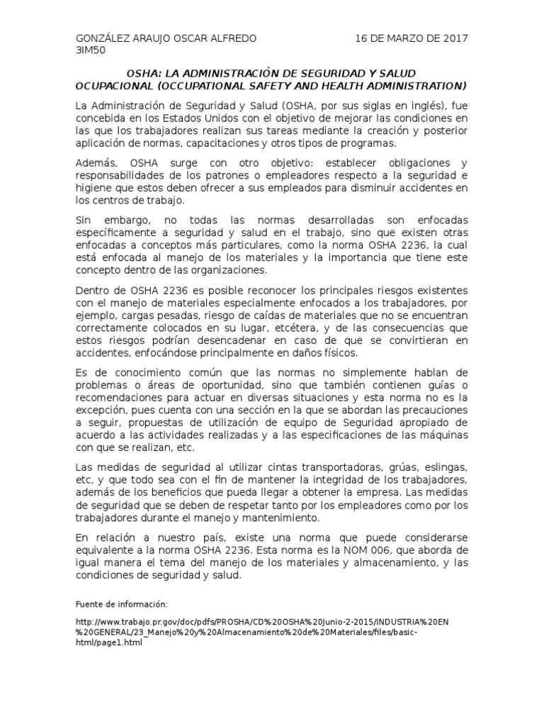 Osha Resumen | PDF | Business | Bienestar