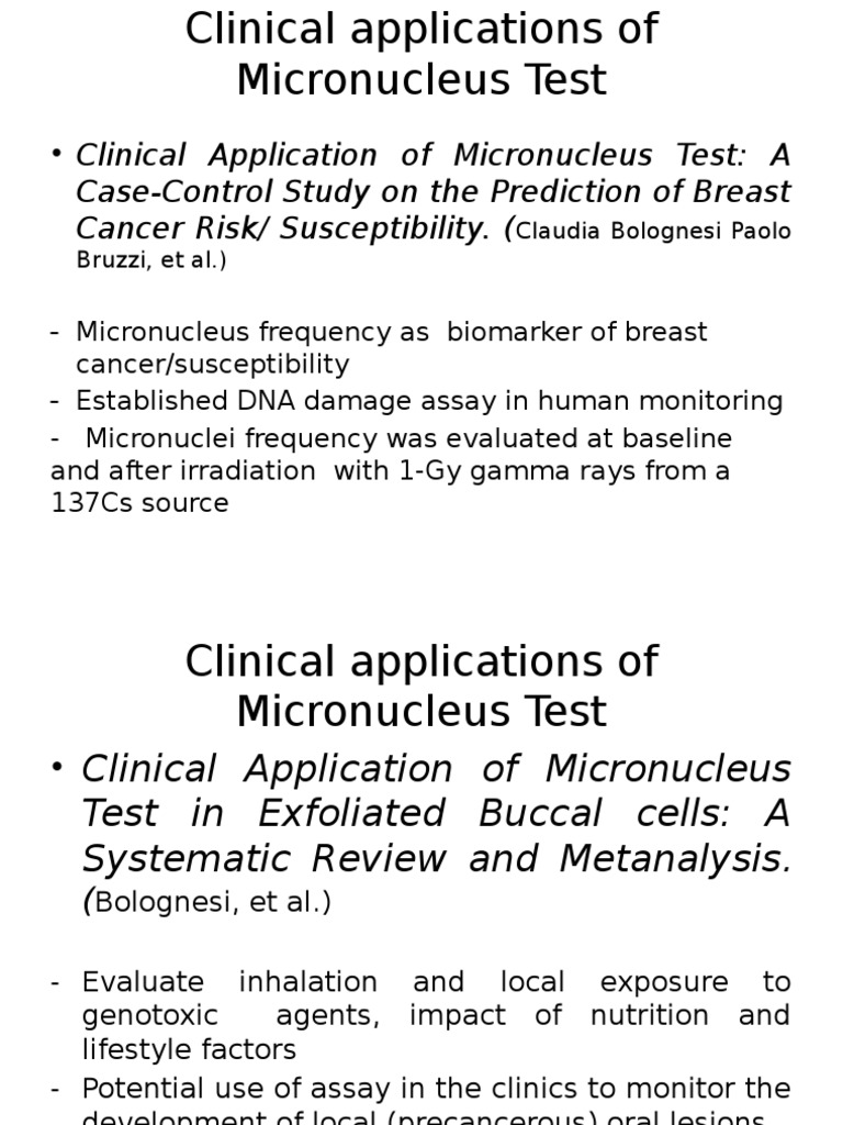 Clinical Application of Micronucleus Test: A | PDF