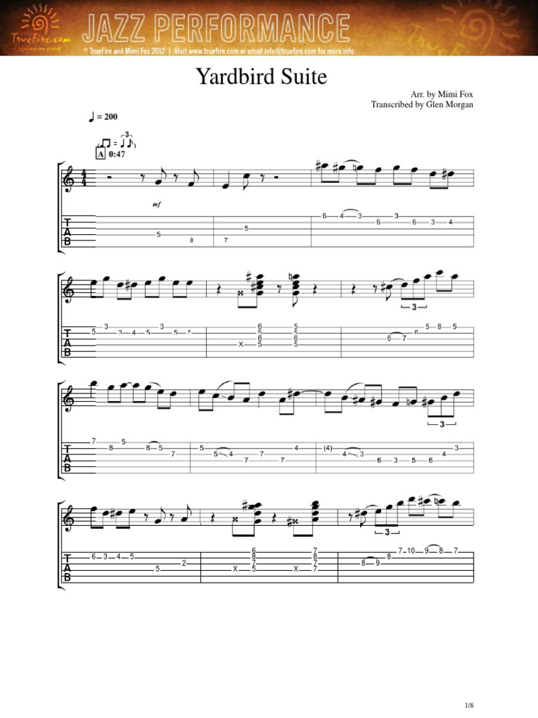 Yardbird Suite: Arr. by Mimi Fox Transcribed by Glen Morgan | Download Free PDF | Leisure