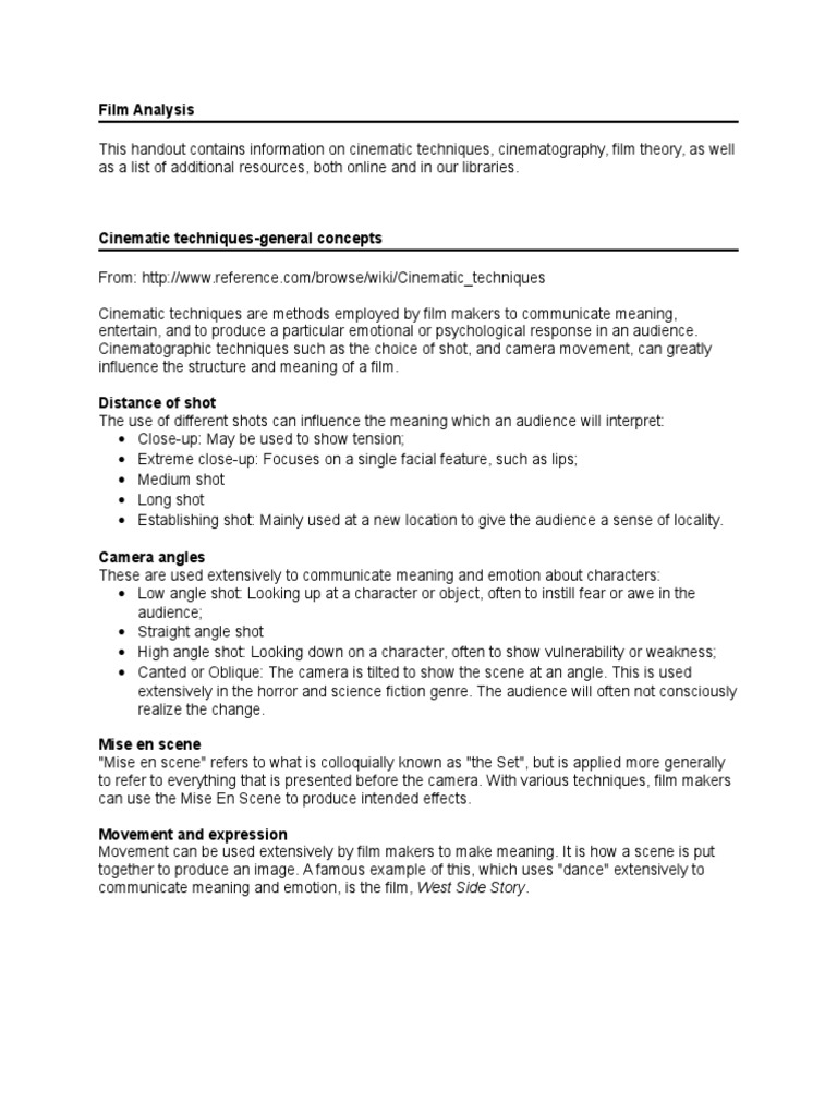 Film Analysis | PDF | Cinema
