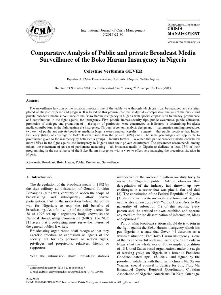 Comparative Analysis of Public and Priva PDF | PDF | Boko Haram | World Politics
