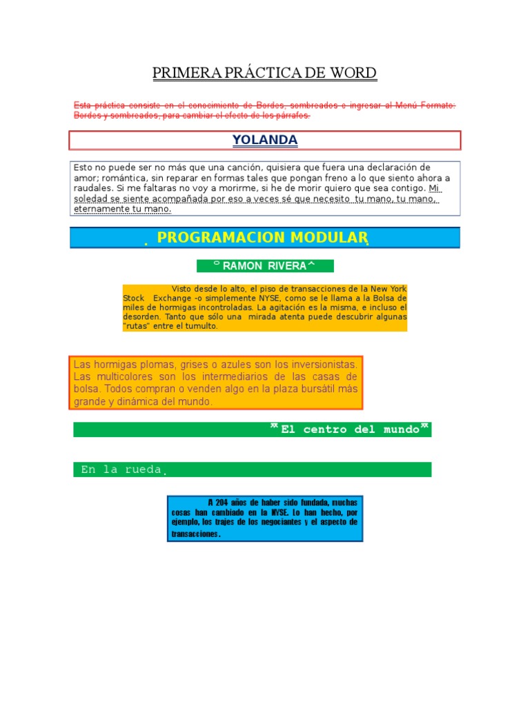 Primera Practica de Word | PDF | Sistema operativo | Microsoft Word