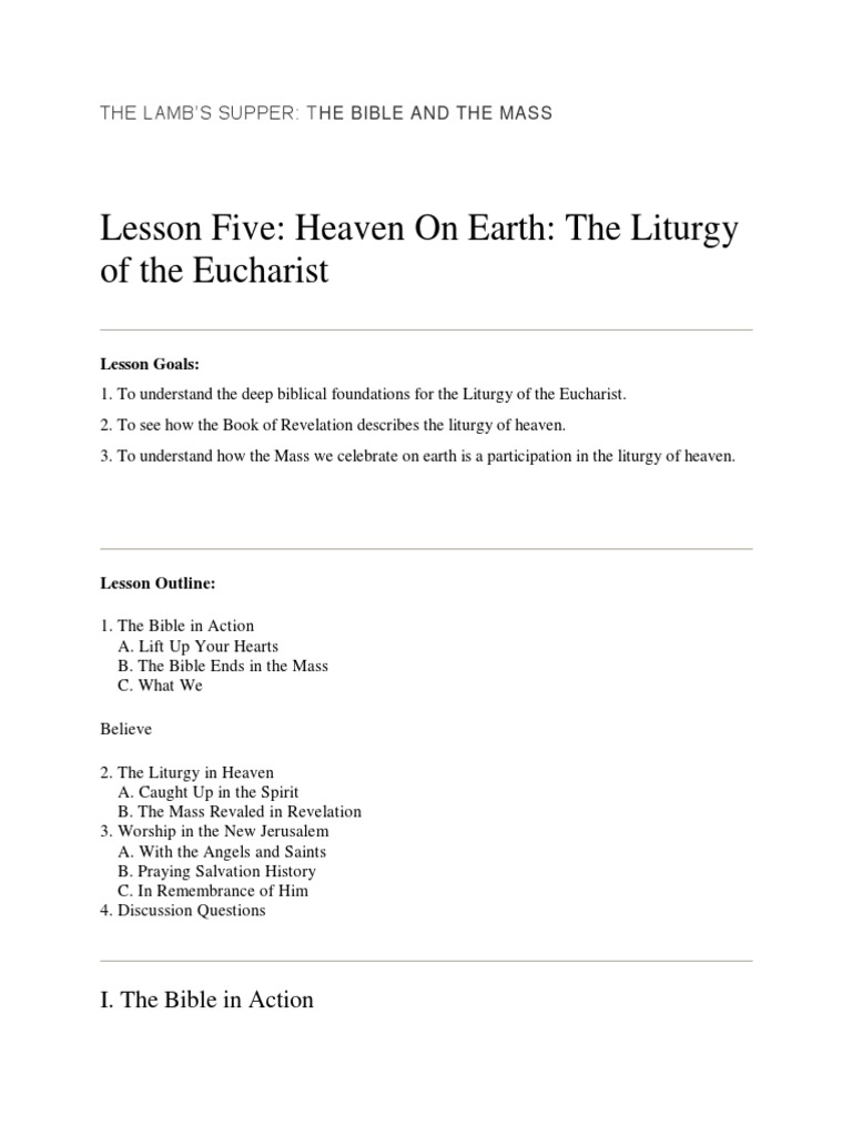 The Lamb | PDF | Mass (Liturgy) | Last Supper