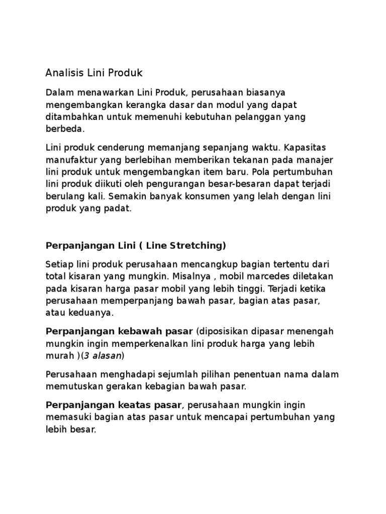 Analisis Lini Produk | PDF