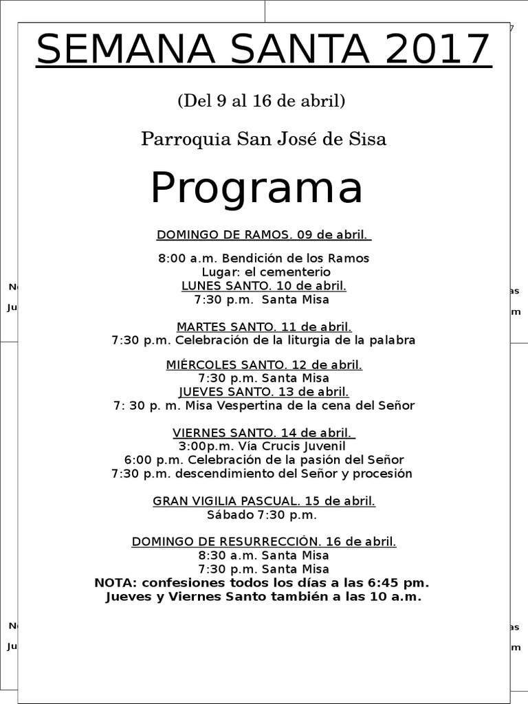 Programa de Semana Santa Imprimir | PDF | Misa (liturgia) | Pascua de Resurrección