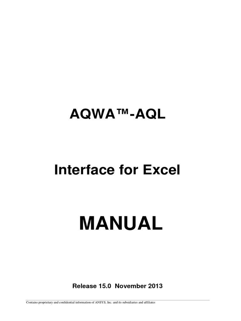 Aqwa ™-AQL: Manual | Download Free PDF | Microsoft Excel | License