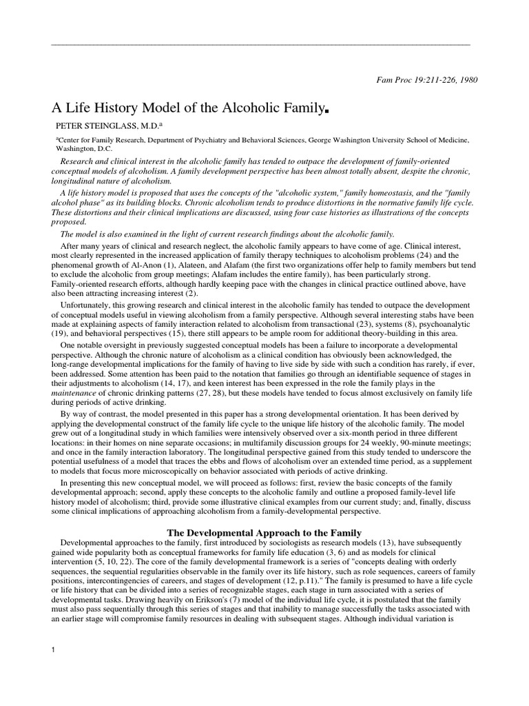 A Life History Model of The Alcoholic Family | Download Free PDF ...