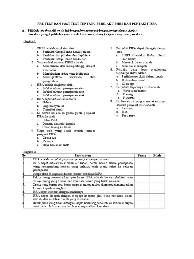 Pre Test Dan Post Test - PBL | PDF