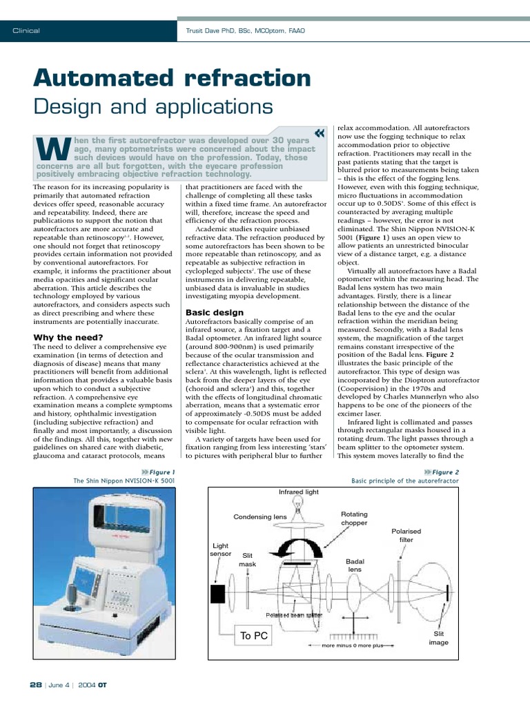 Automated Refraction | PDF | Lens (Optics) | Human Eye