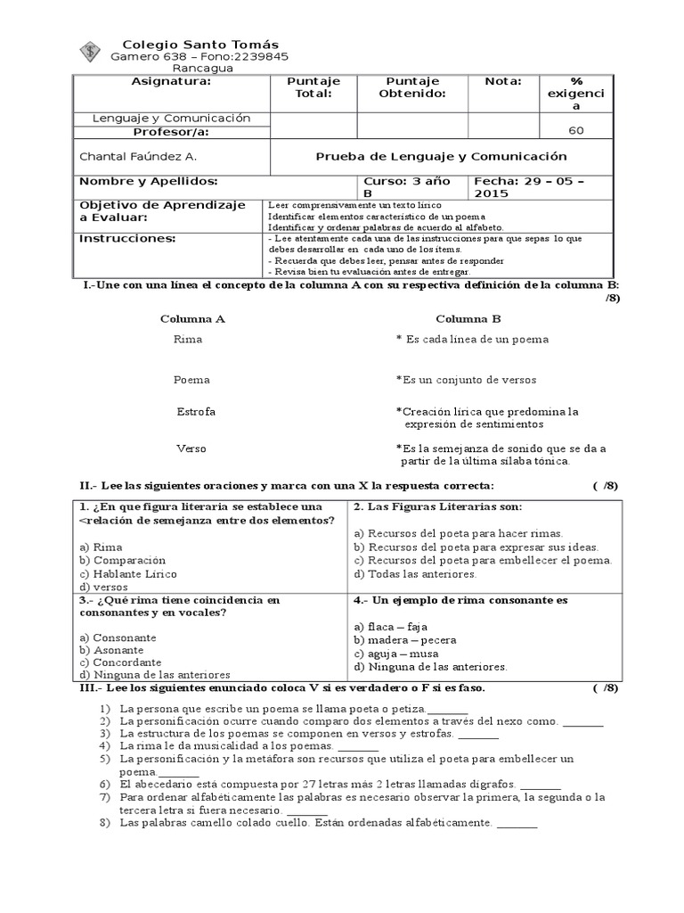 PRUEBA N - 2 La Poesía y Orden Alfabético | PDF | Rima | Poesía