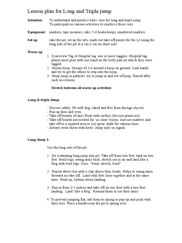 lesson plan long triple jump | Athletic Sports | Individual Sports