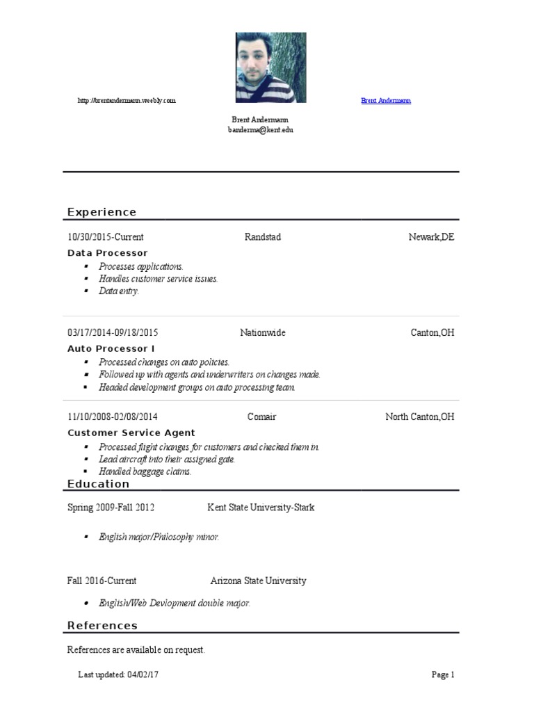 Brent Andermann Resume Asu | PDF
