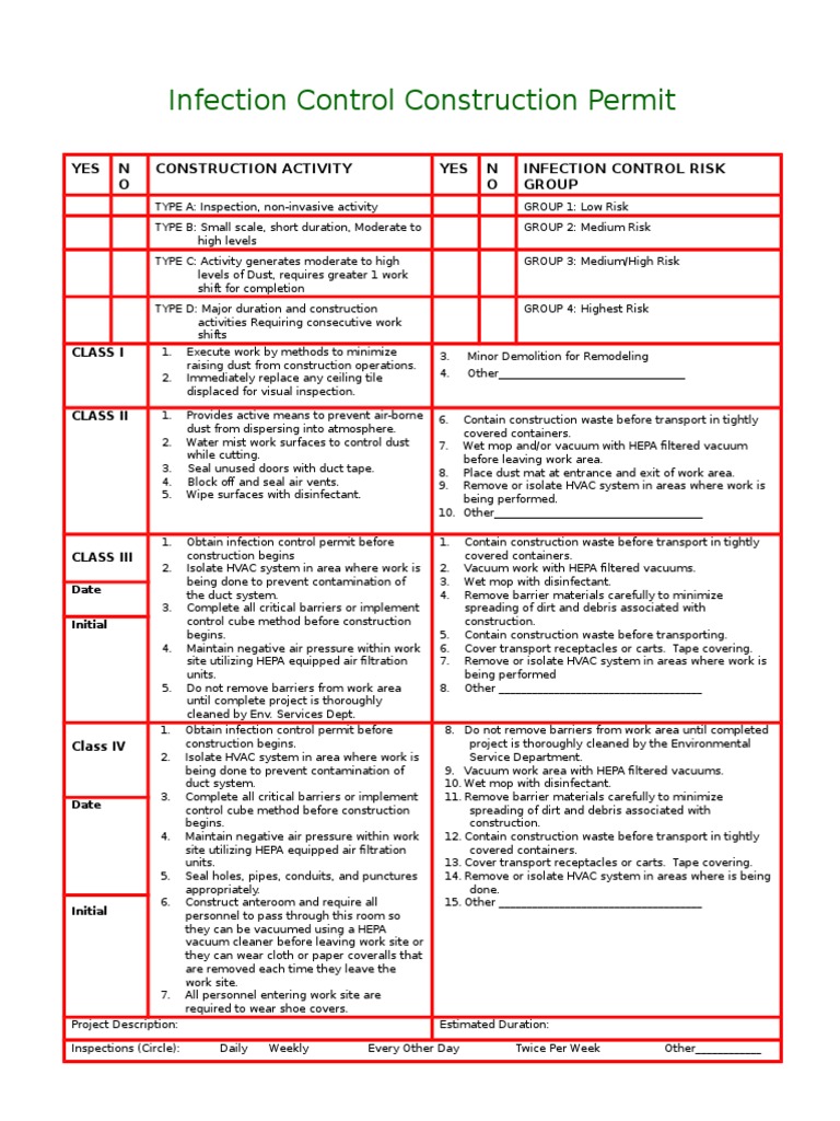 Infection Control Construction Permit | Download Free PDF | Vacuum ...