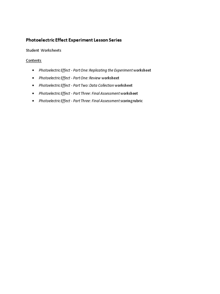 Parton Brian Lesson Worksheets | PDF | Photoelectric Effect | Electron