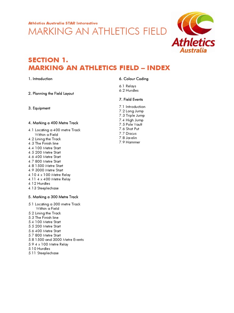 Marking Athletics Field | PDF | Track And Field | Athletic Sports