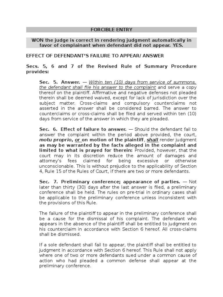 Forcible Entry | Download Free PDF | Complaint | Pleading