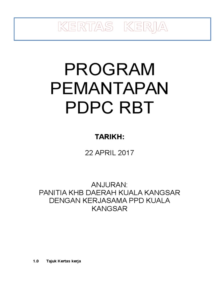 Kertas Kerja Program PDPC RBT | PDF