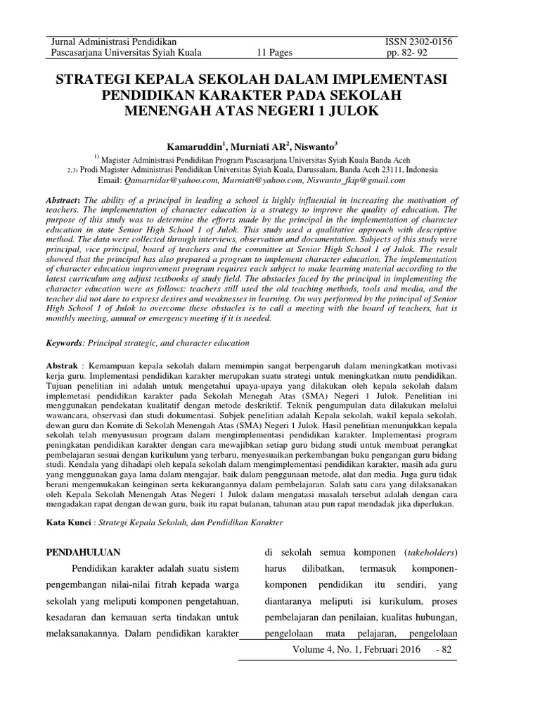 Strategi Kepala Sekolah untuk Pendidikan Karakter | PDF