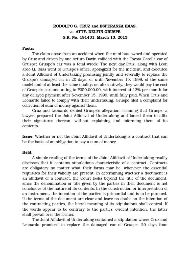 Cruz vs. Gruspe | PDF | Private Law | Social Institutions