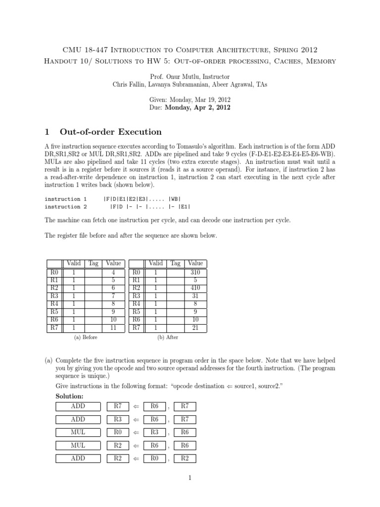 Hw5 Solution | PDF | Cpu Cache | Instruction Set