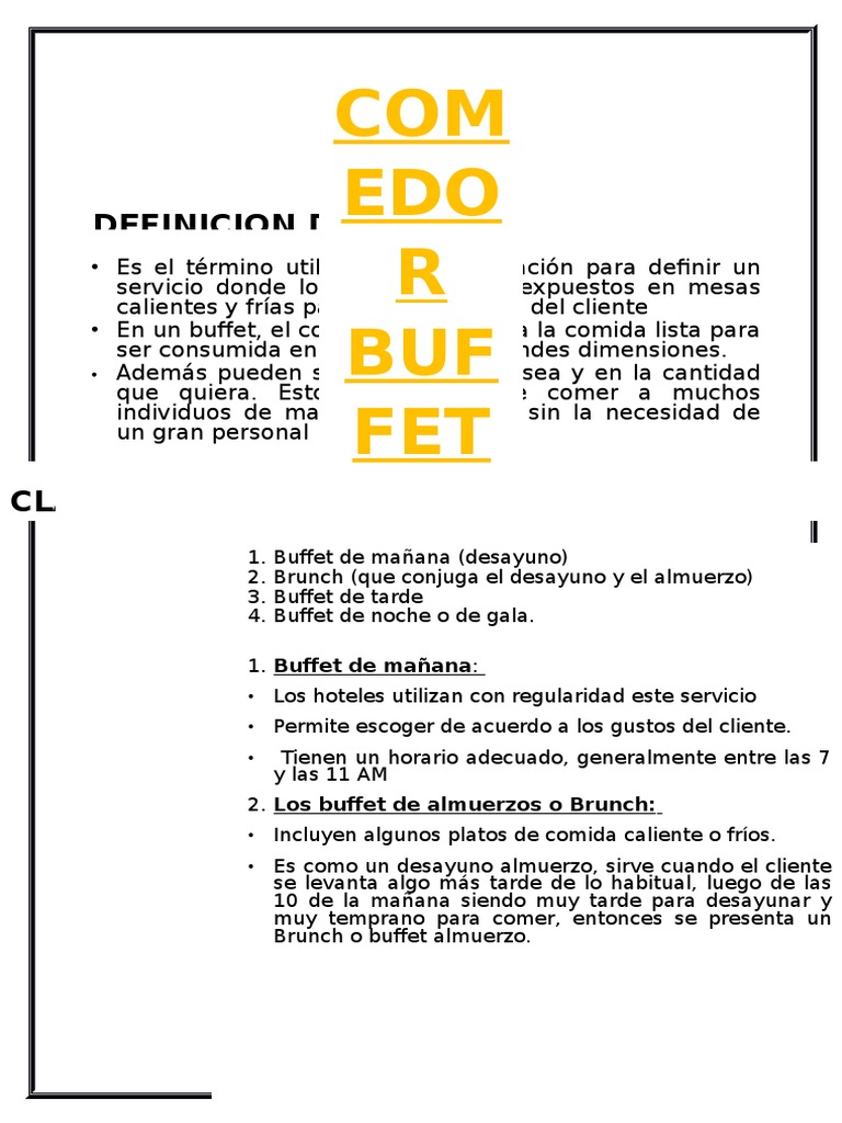 Informe BUFFET | PDF | Comedor | Hotel