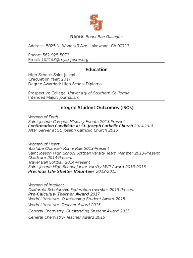 Isos Resume Senior Capstone Resume | PDF