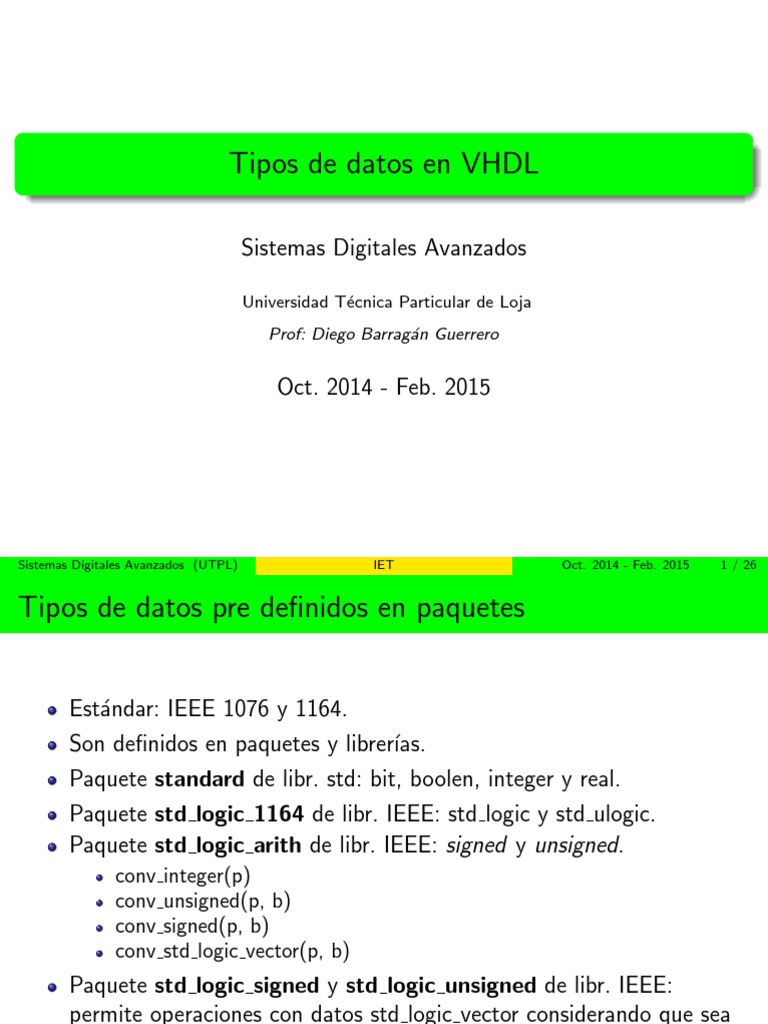Clase - 3 - Tipos de Datos en VHDL | PDF | Vhdl | Estructura de datos ...