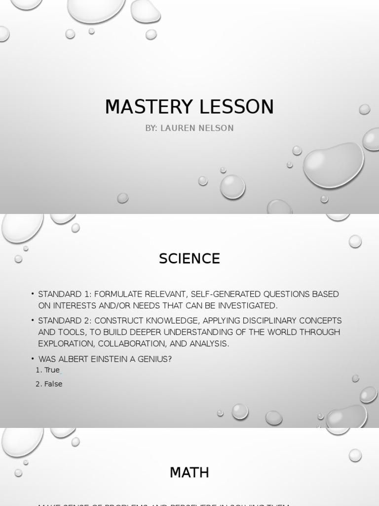 Mastery Lesson | PDF | Teaching Mathematics | Reason