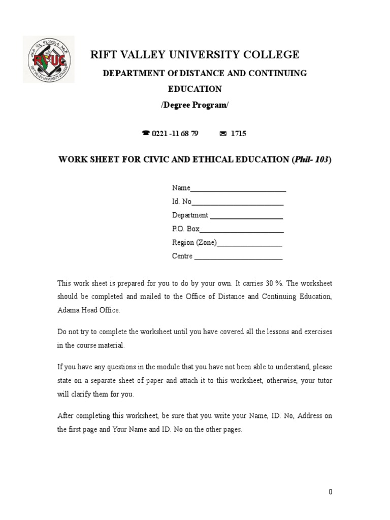 Worksheet For Civic-Ed | PDF | Citizenship | Civics