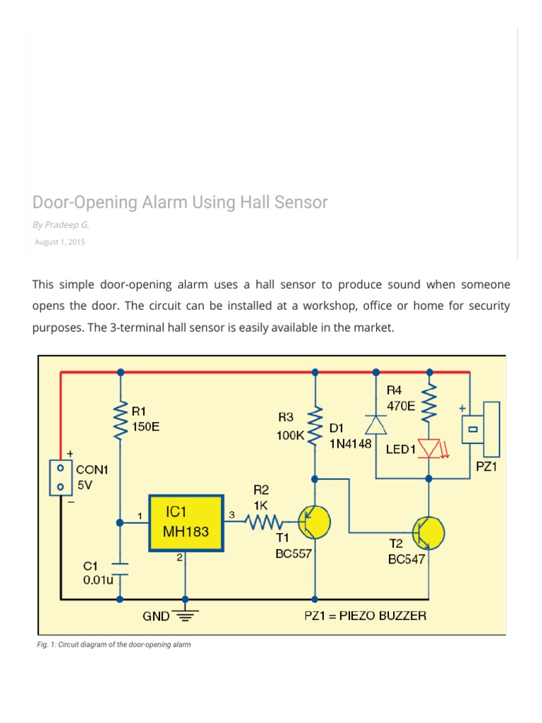 Door-Opening Alarm Using Hall Sensor: A Simple Security Circuit Using a ...