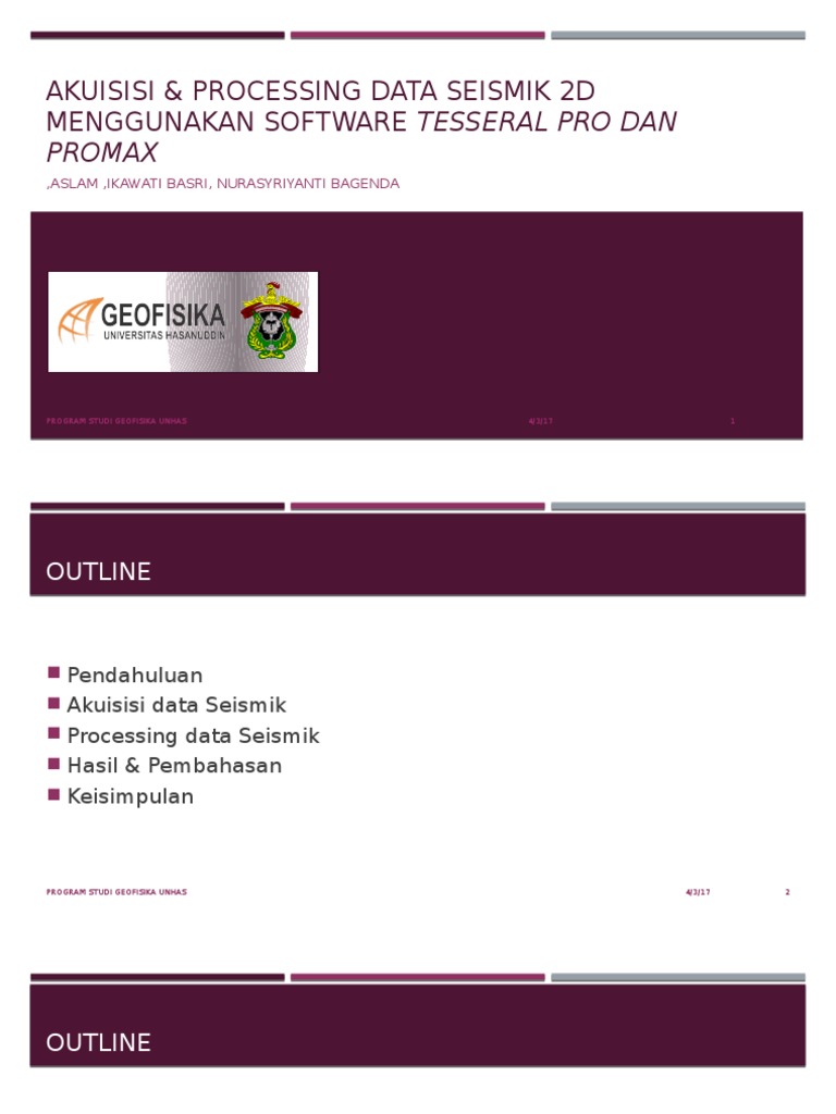 Akuisisi & Processing Data Seismik 2d Menggunakan Software | PDF