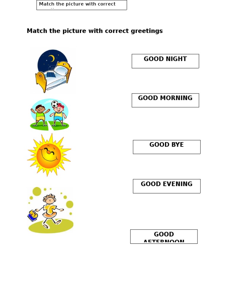 Match The Picture With Correct Greetings | PDF